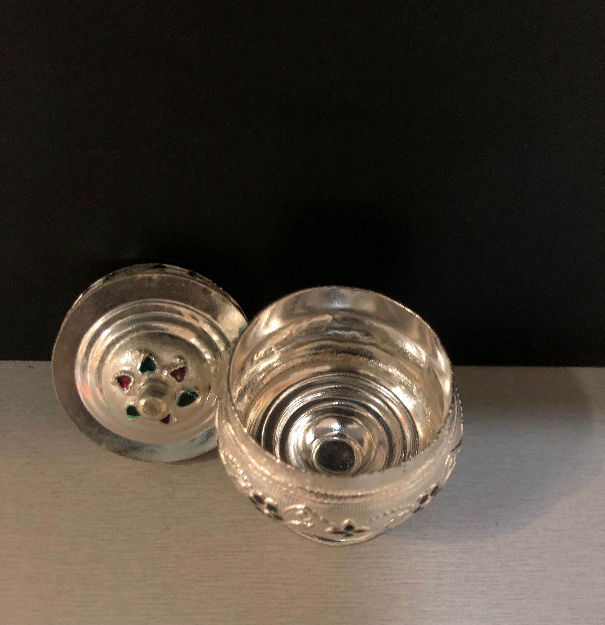 Traditional German Silver Kumkum Box - Pack Of 1
